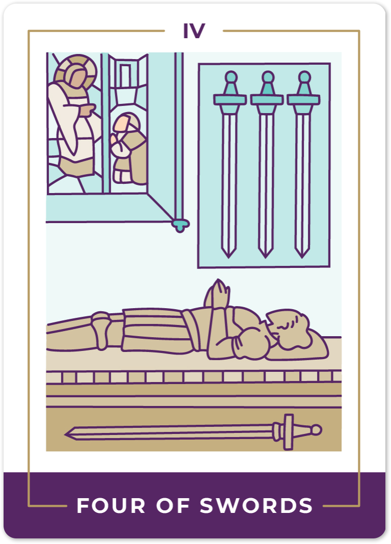 Four of Swords Tarot Card Meanings | Biddy Tarot